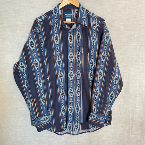 Wrangler | Shirts | Vintage Wrangler Western Shirt Aztec Print Pearl ...